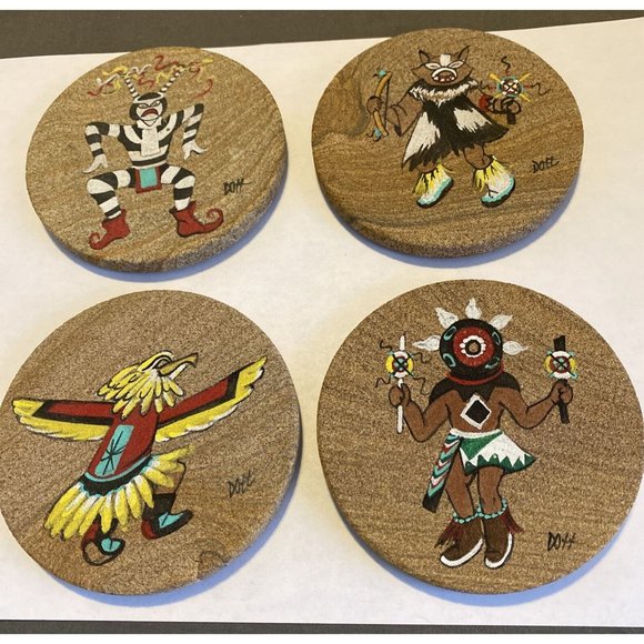 Accents | Set Of 4 Vintage Native American Dancers Stoneware Coasters ...